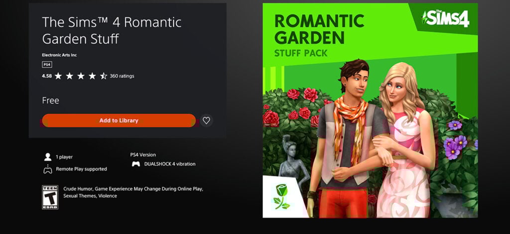 模拟人生4浪漫花园的东西在PC和游戏机上免费 - Mzdya.com